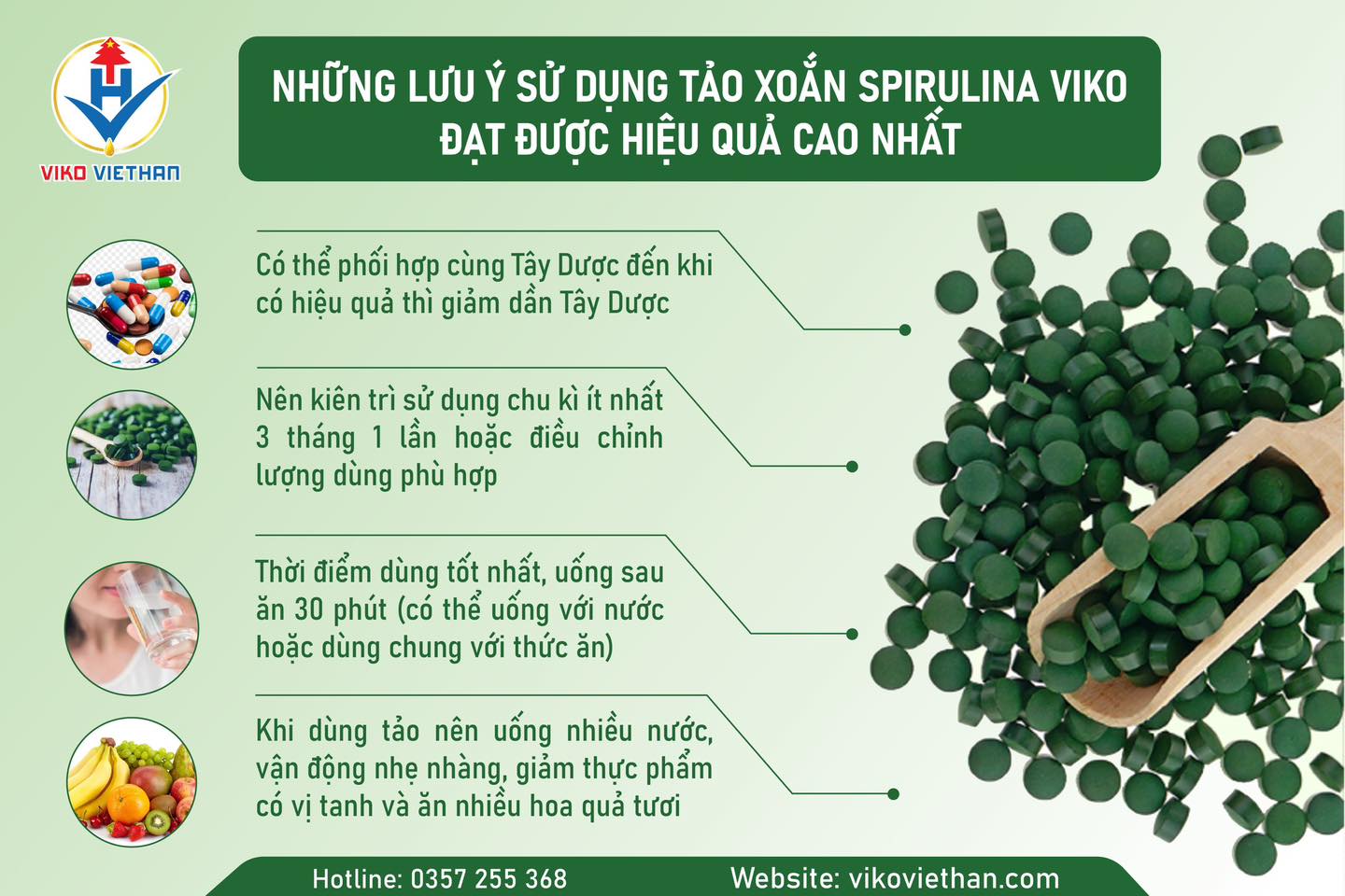 Giá Trị Dinh Dưỡng Tảo Xoắn Spirulina Viko 100% Hữu Cơ